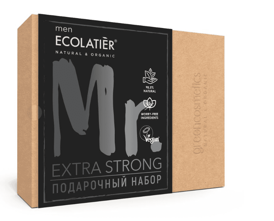Подаръчен мъжки сет Extra Strong for Men - Ecolatier - Odonata Cosmetics